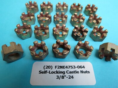3/8”-24 Self-Locking Castle Nuts Castellated Aircraft Slotted Hex (20 ...