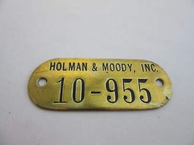 VINTAGE Holman Moody Brass Inventory Tag Emblem Racing NASCAR Hard To ...