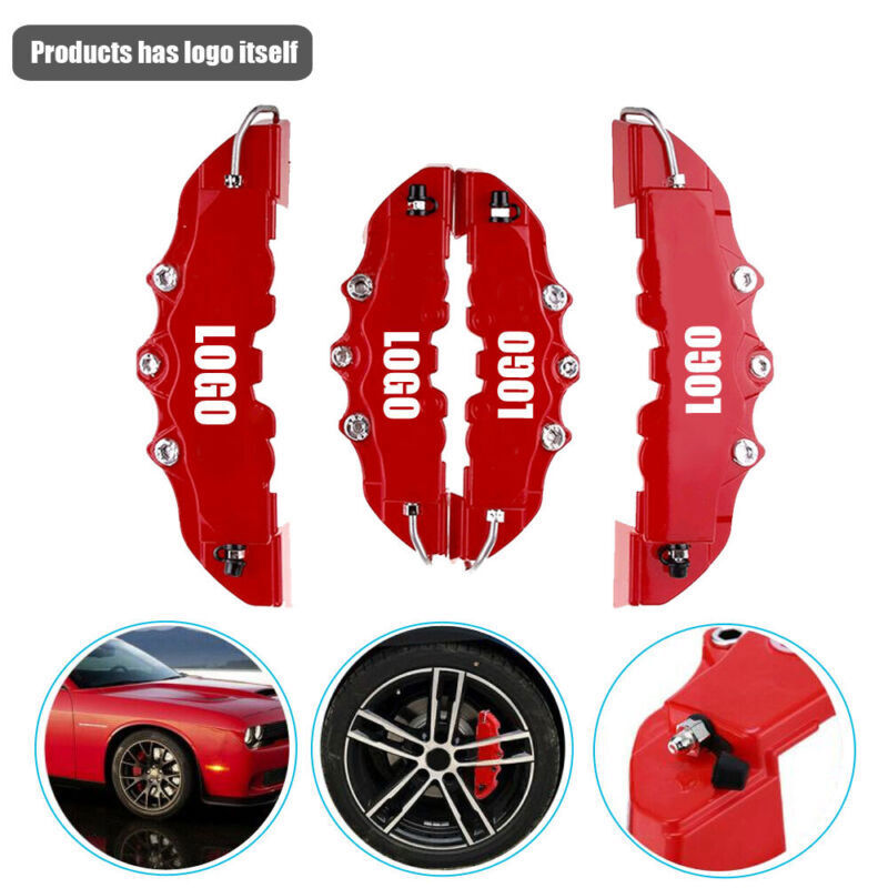 4PCS Red 3D Front & Rear Car Disc Brake Caliper Cover Parts Auto ...