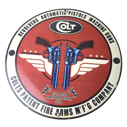 Vintage Colt Firearms Sign - Pistols Revolvers Advertisement Gas ...