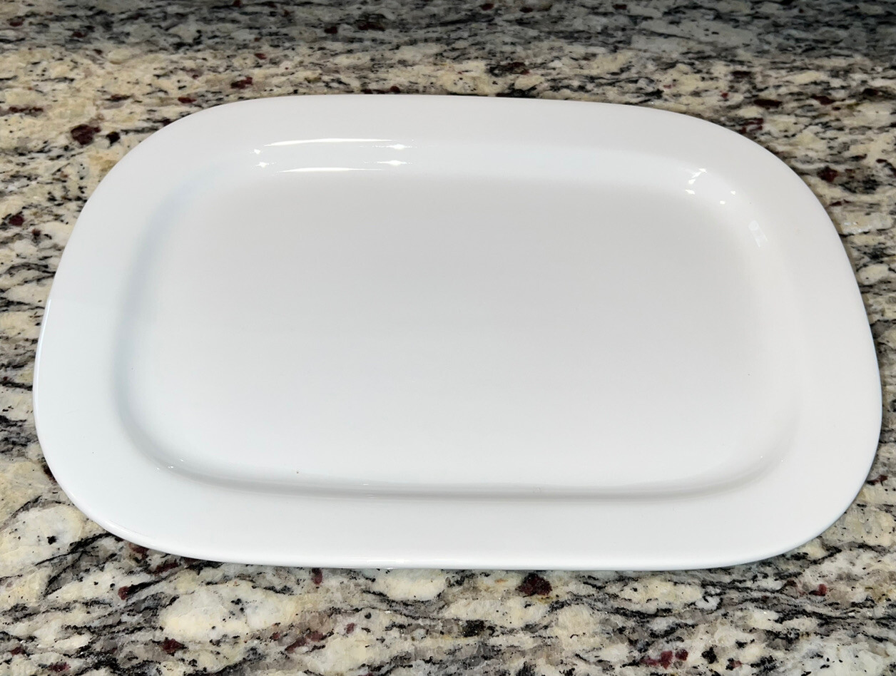 Crate & Barrel Rectangle Serving Plate Platter White Rounded Edges 13 ...
