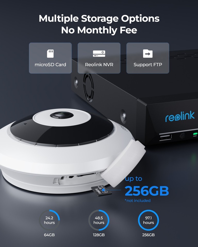 REOLINK 6MP PoE 360° Panoramic Fisheye Camera Smart Human Detection 2 ...