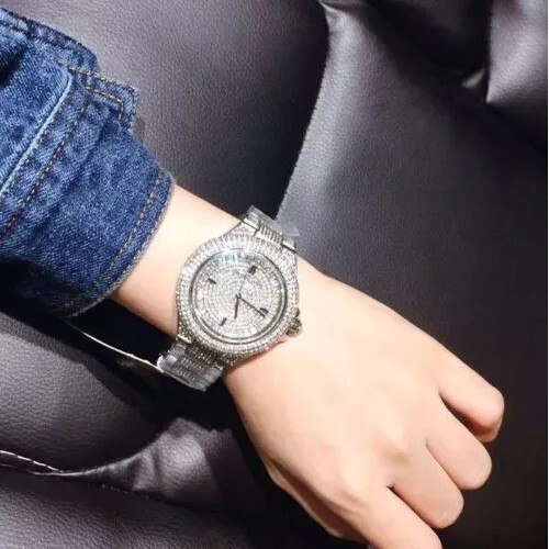 Michael Kors MK5869 Camille Silver-Tone Crystal Pave Glitz Dial Women's ...