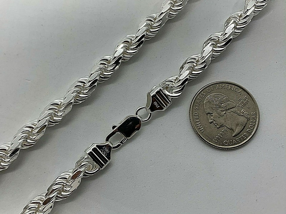 925 Sterling Silver Solid Handmade Rope Bracelet 7mm in 8", 9”&10" Free ...