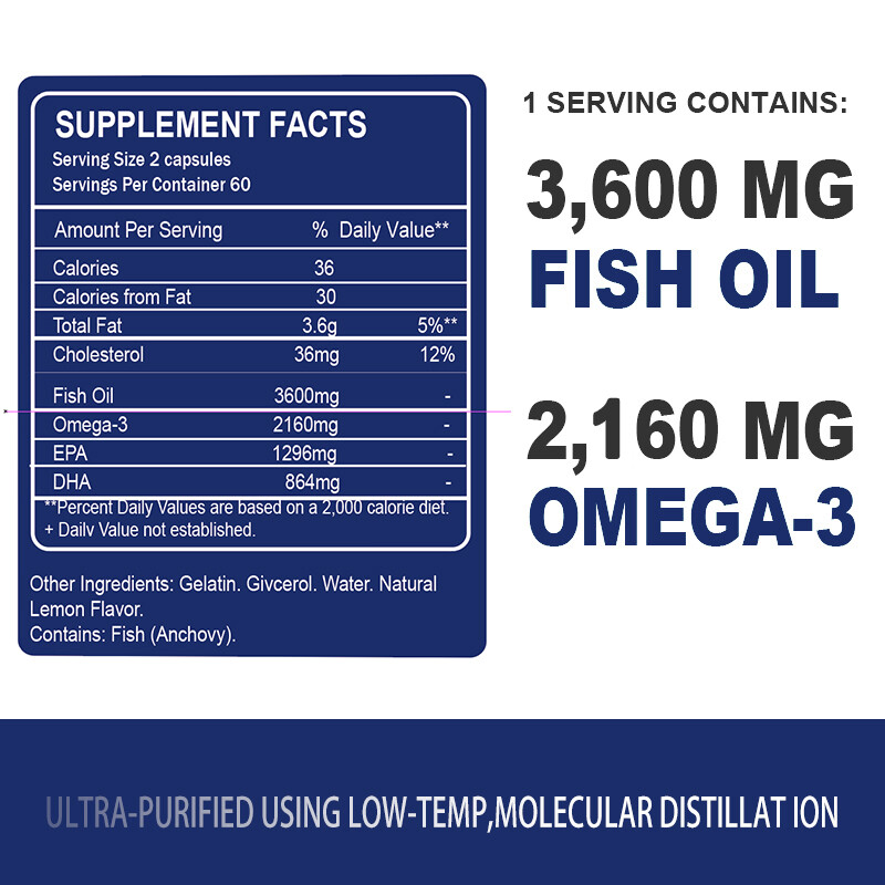 Omega 3 Fish Oil Capsules 3x Strength EPA & DHA, Highest Potency 10/60 ...