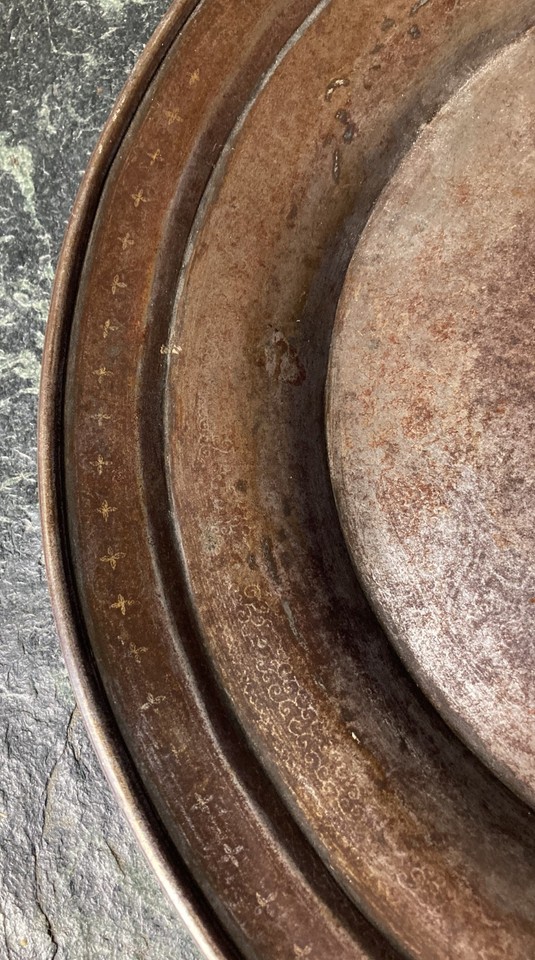 Middle Eastern steel charger salver with gold and metal inlay 16th c ...