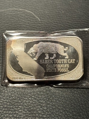 Vintage Silver 1974 Saber Tooth Cat USSC 1 oz Art Bar 0.999 | eBay