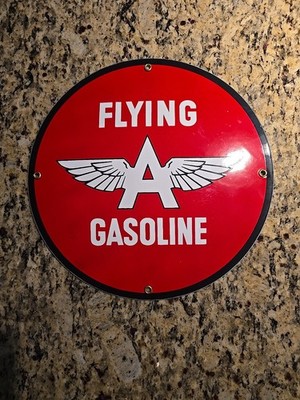 Flying A Gasoline Metal Sign 24" Vintage Gasoline Sign Red Flying A ...