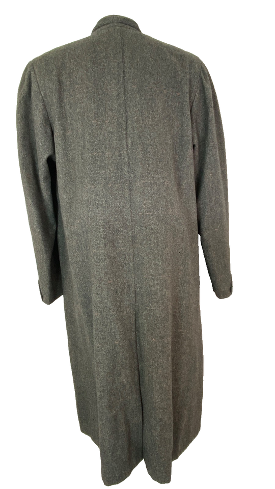 Vintage 1950s men's long wool overcoat XL 48 jacket gray black CURLEE ...