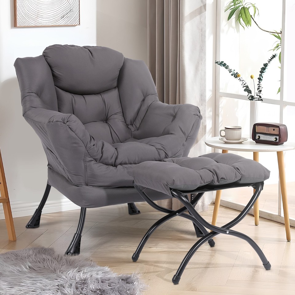 Lazy Chair with Ottoman Modern Accent Comfy Reading Lounge Chair for ...