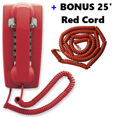 Red Mountable Hanging Telephone Phone Bell Ringer + Long 25' Cord 25403 ...