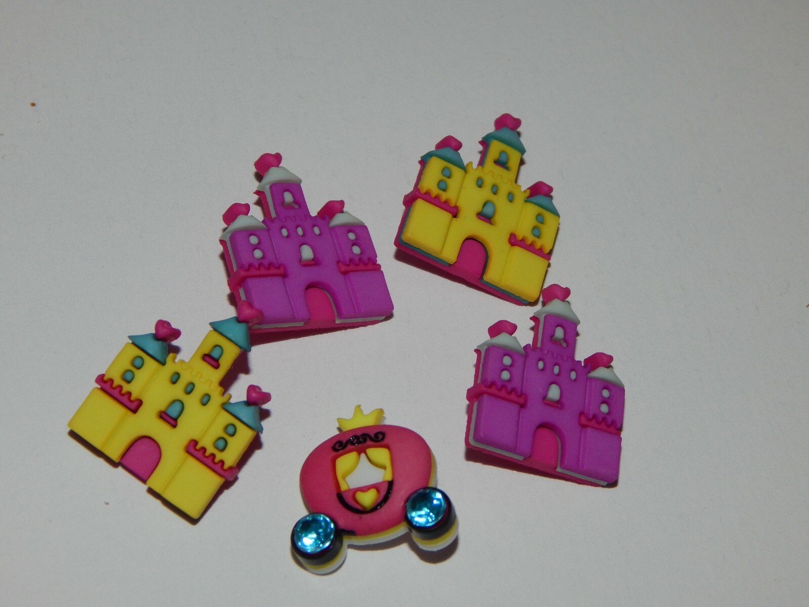 Castle and coach buttons purple and yellow set of 5 decorative buttons ...