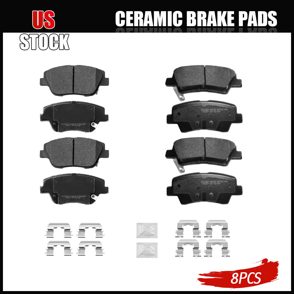 Front And Rear Ceramic Brake Pads with Hardware for 2011-2015 Sonata ...