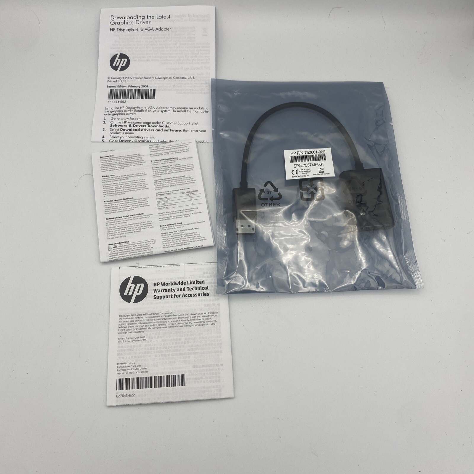 Lot of 10 HP 752661-002 Display Port to VGA Adapter AS615AA | eBay