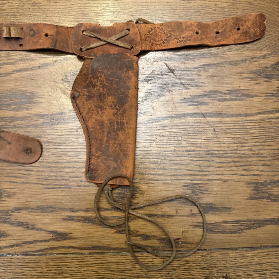 VTG Mattel Fanner Shootin Shell Top Grain Cowhide Cap Gun Belt, Buckle ...