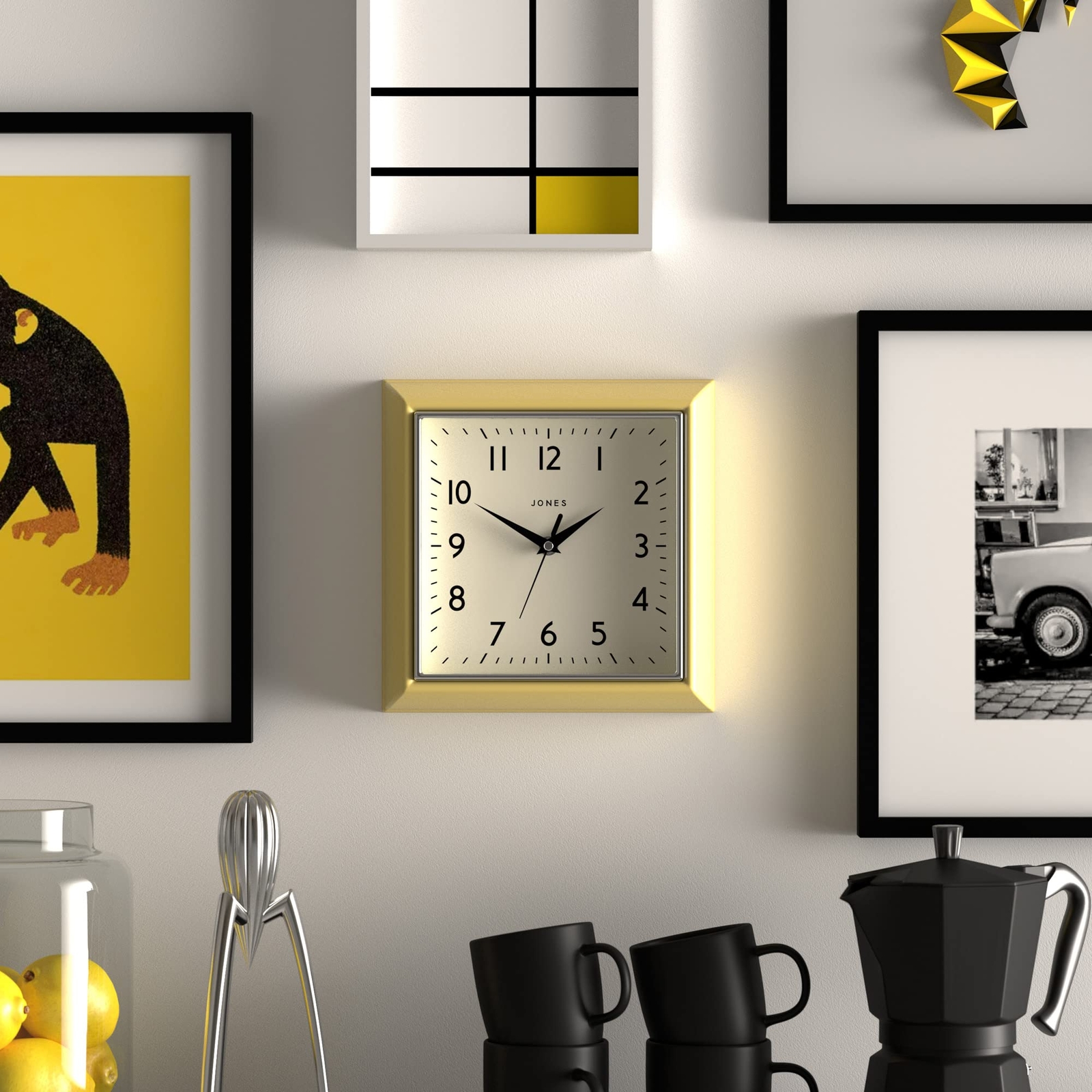 JONES CLOCKS The Mustard Wall Clock - Analog Wall Clock - Clock ...