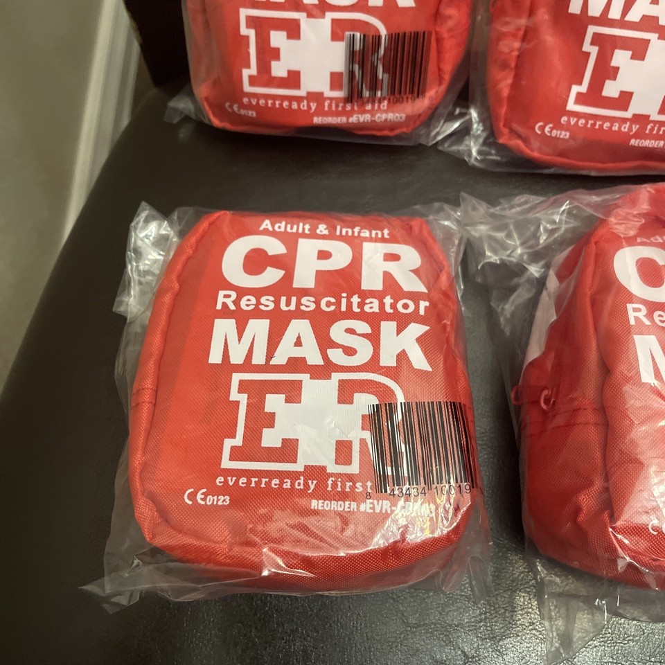 4pk Ever Ready First Aid Adult and Infant CPR Mask Combo Kit with 2 ...