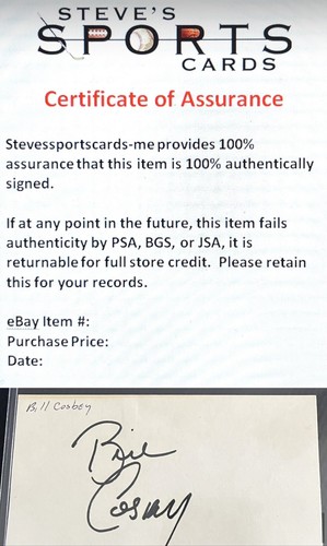 Bill Cosby TV Star Signed Index Card In-Person Autograph w/ COA, Top ...