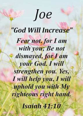 Joe "God Will Increase" Keepsake Name Meaning Card with Bible Verse | eBay