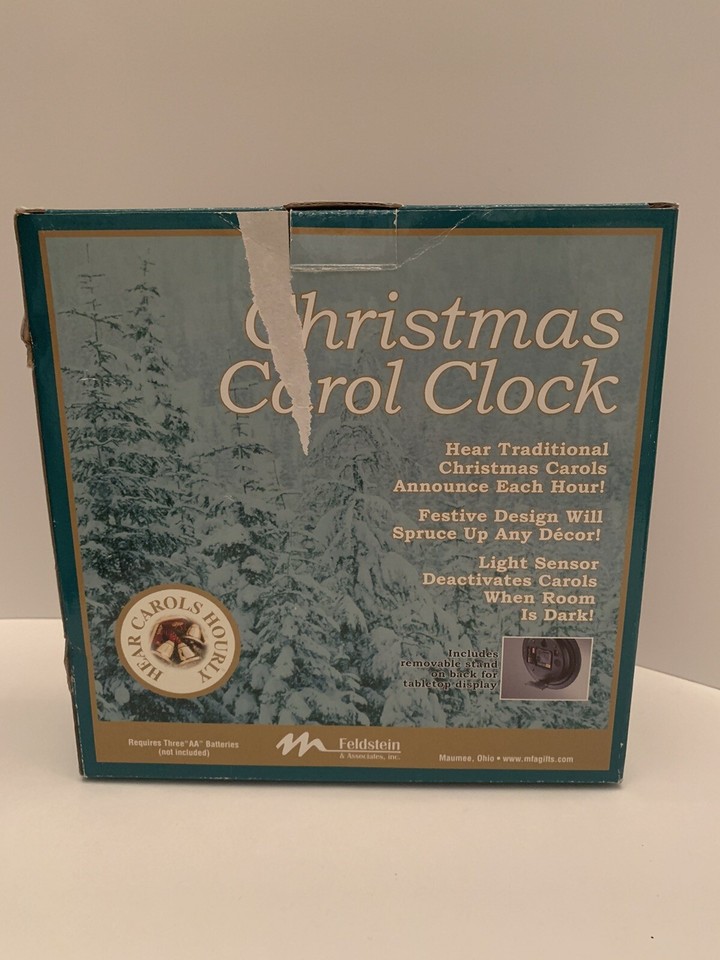 Vintage Mark Feldstein Musical Christmas Carol Clock Plays Tune at Top ...