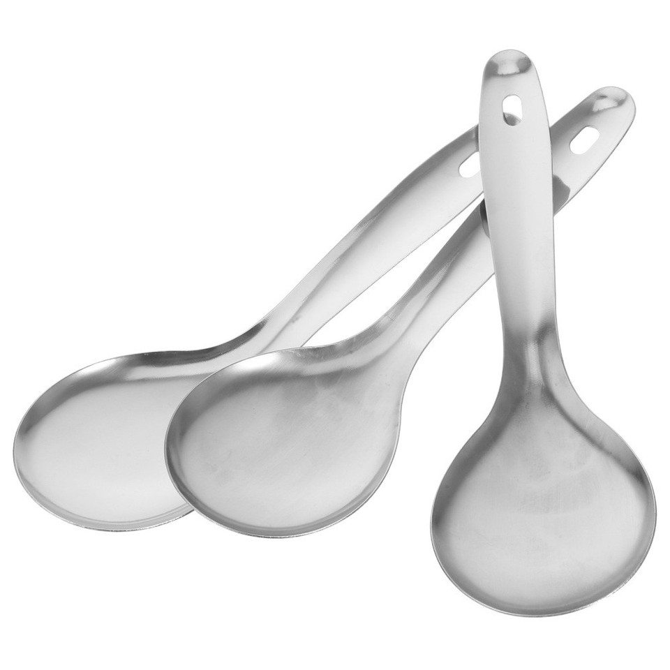 3 Pcs Stainless Steel Rice Spoon Kitchen Serving Cooking Spoons Short ...