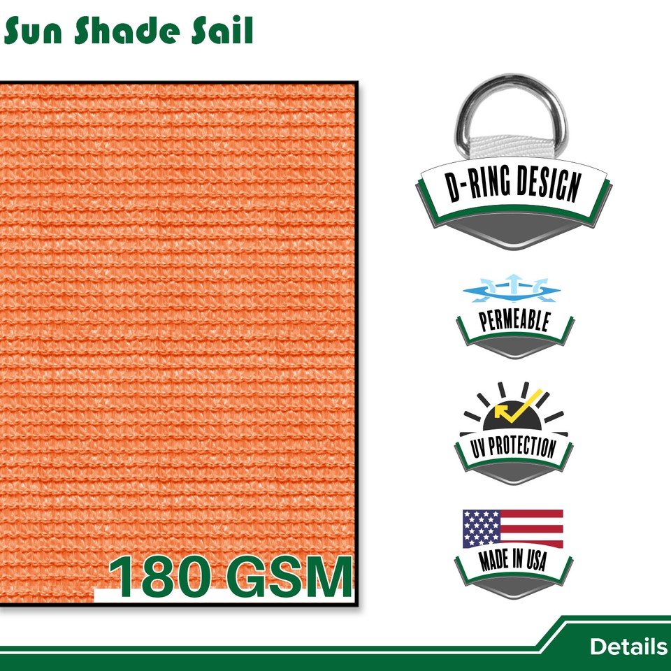 Orange 2-7' Sun Shade Sail Straight Edge Canopy UV Block Sun Deck Pool ...