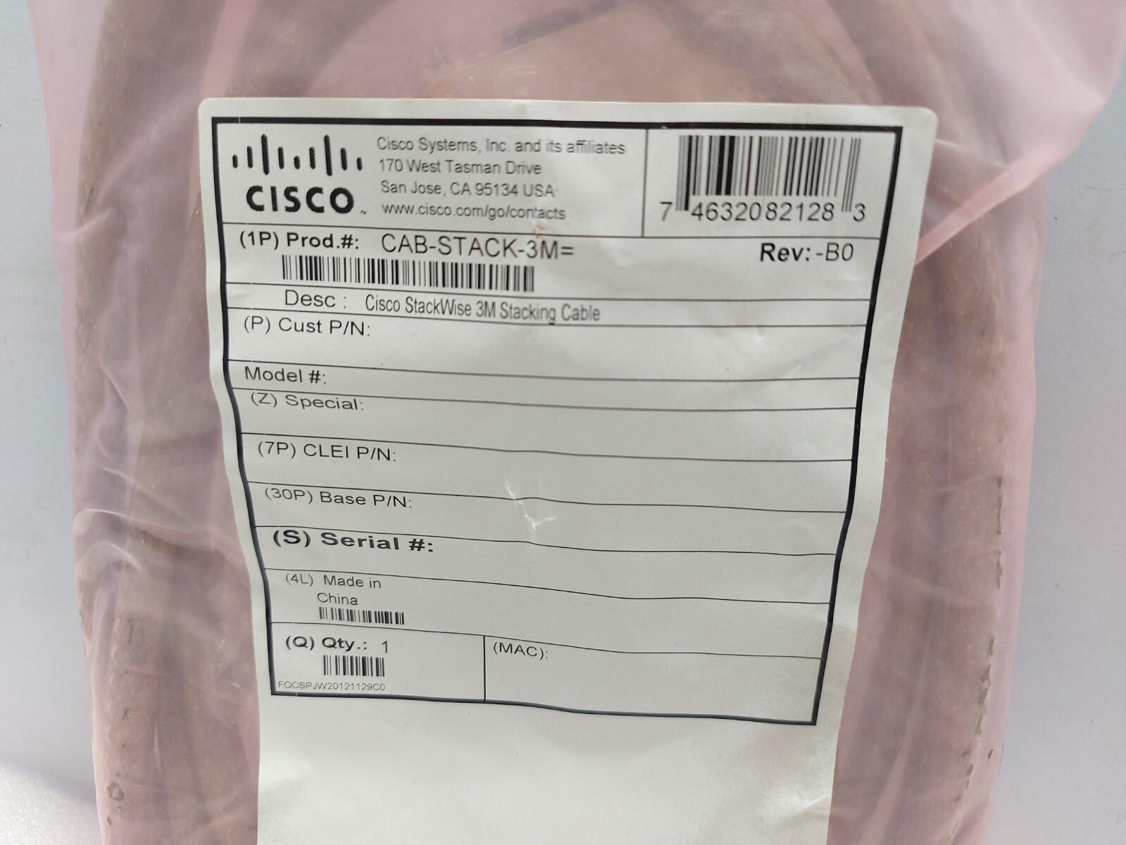 Cisco CAB-STACK-3M Stacking Cable 72-2634-01 Rev B0 | eBay