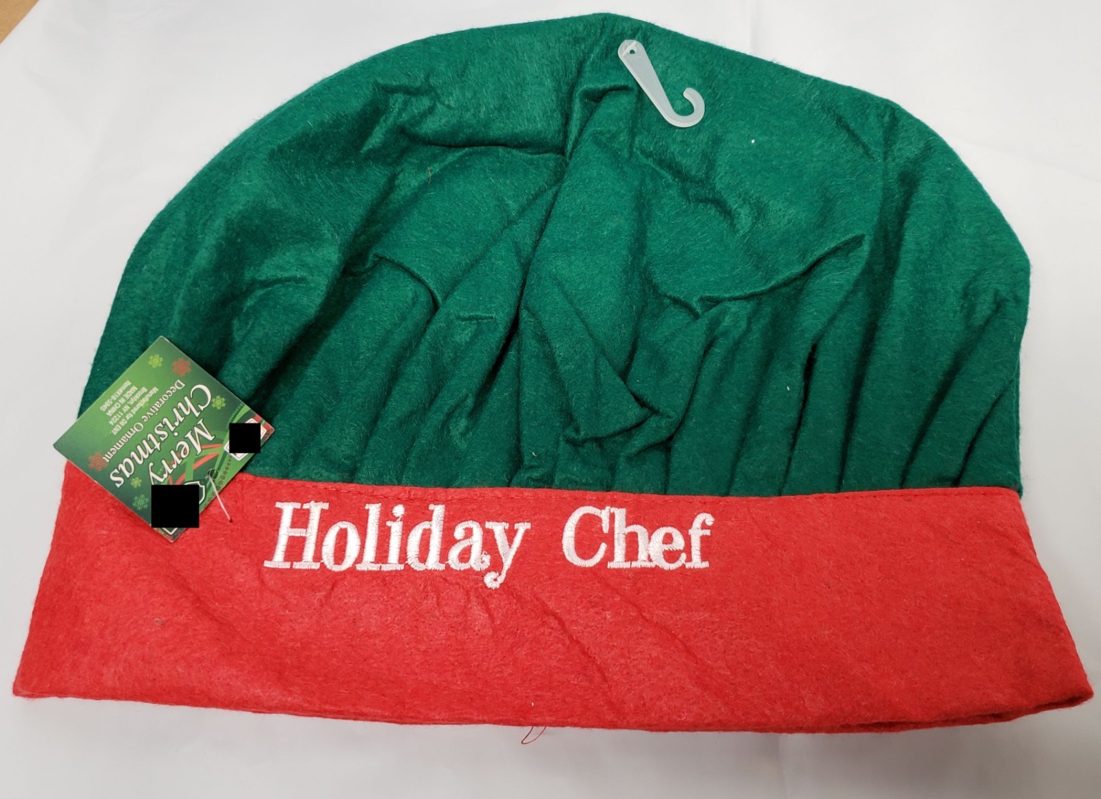 1 POLYESTER CHRISTMAS HOLIDAYS CHEF HAT, GREEN & RED, one size fits all ...