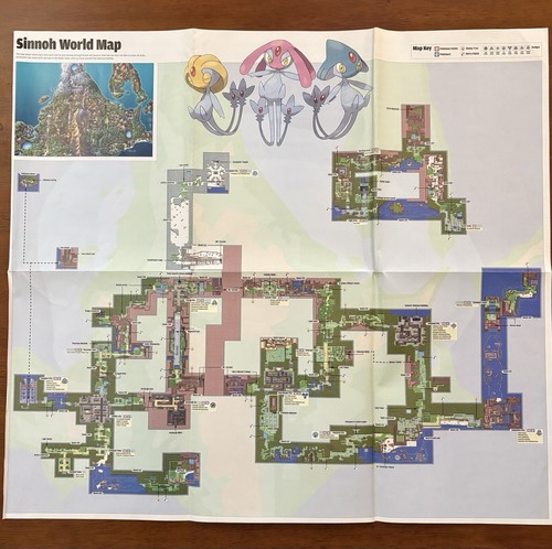 Pokémon Diamond Pearl Poster Map Sinnoh World Map & Underground 22”x20 ...