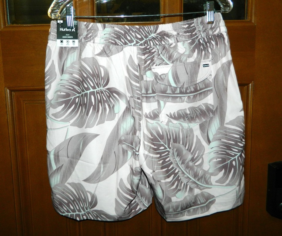 NWT HURLEY men's Botanical Elastic Waist Volley Swim Board SHORTS* L | eBay