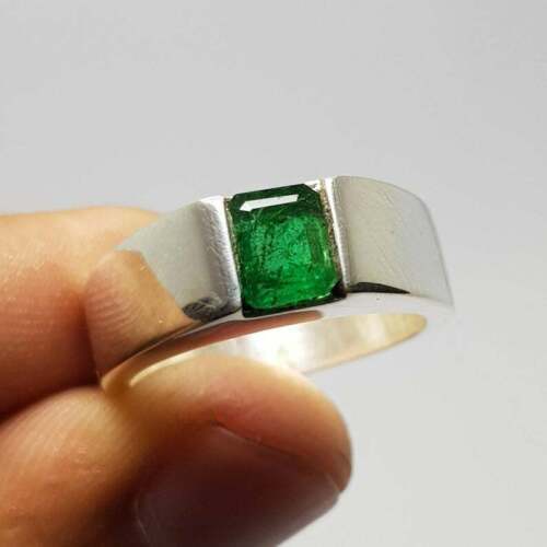 925 Sterling Silver Lab-Created 4.25 Ct Emerald Handmade Mens Ring | eBay