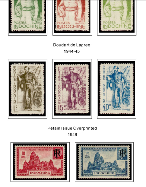 COLOR PRINTED INDOCHINA 1889-1949 STAMP ALBUM PAGES (35 illustrated ...