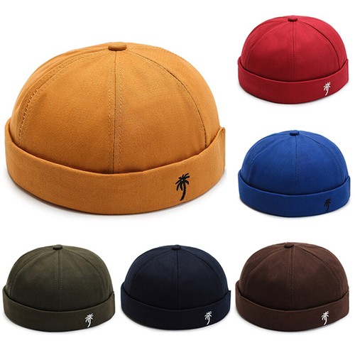 Mens Summer Brimless Skullies Cap Cotton Solid Color Beanie Hat Hip Hop ...
