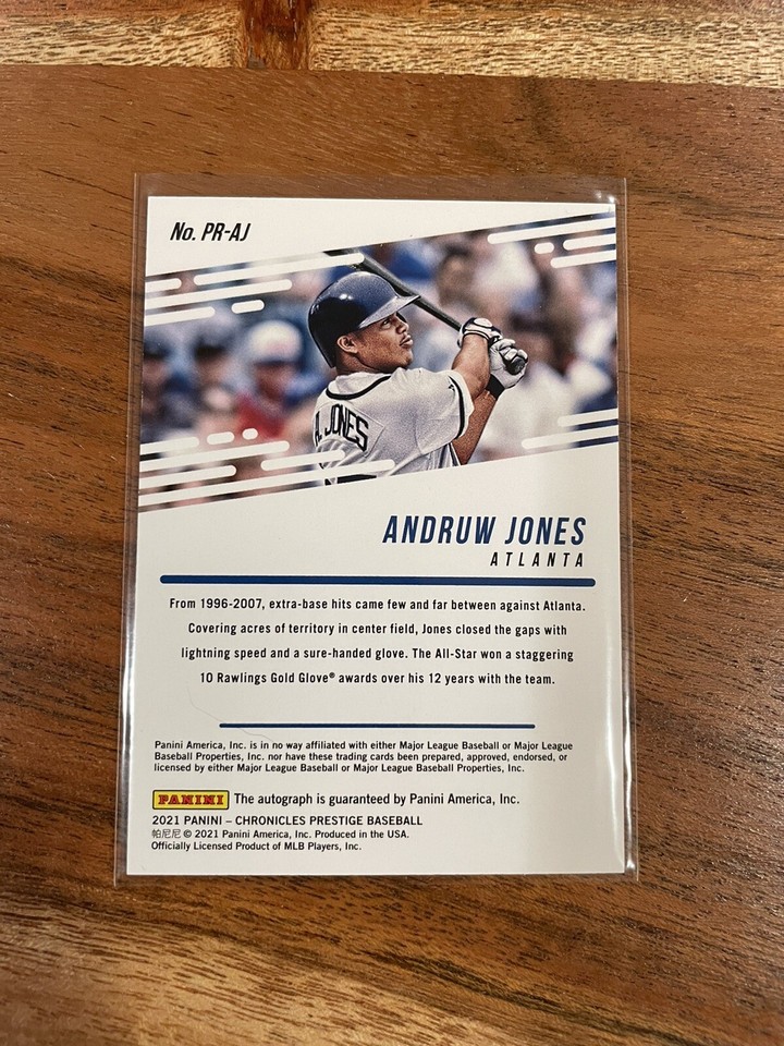 Andruw Jones 2021 Panini Chronicles Prestige Auto Autograph Blue /49 ...