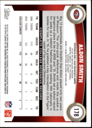 2011 Topps Football Card #178 Aldon Smith Rookie | eBay
