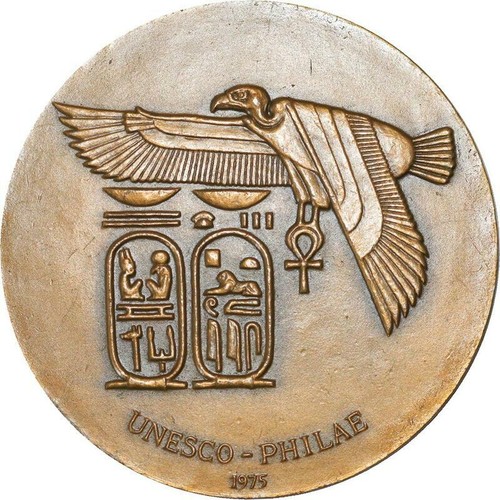 R5224 Medal Egypt Unesco Deesse Hierographes Philae 1975 SUP -> Make ...