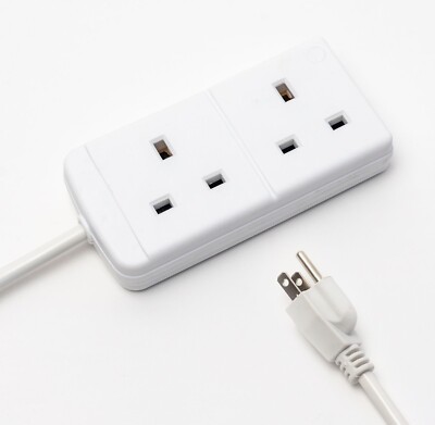 Travel Adapter UK American Samoa 2 Sockets 1m Extension Lead Type B ...