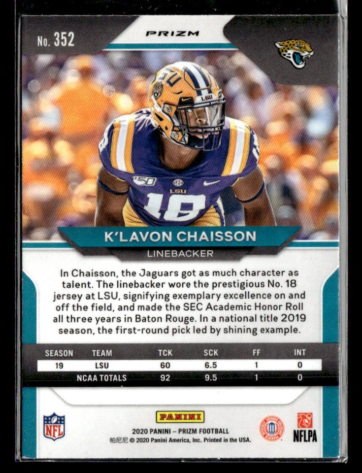2020 Panini Prizm #352 K'Lavon Chaisson Prizm Green Card Jacksonville ...