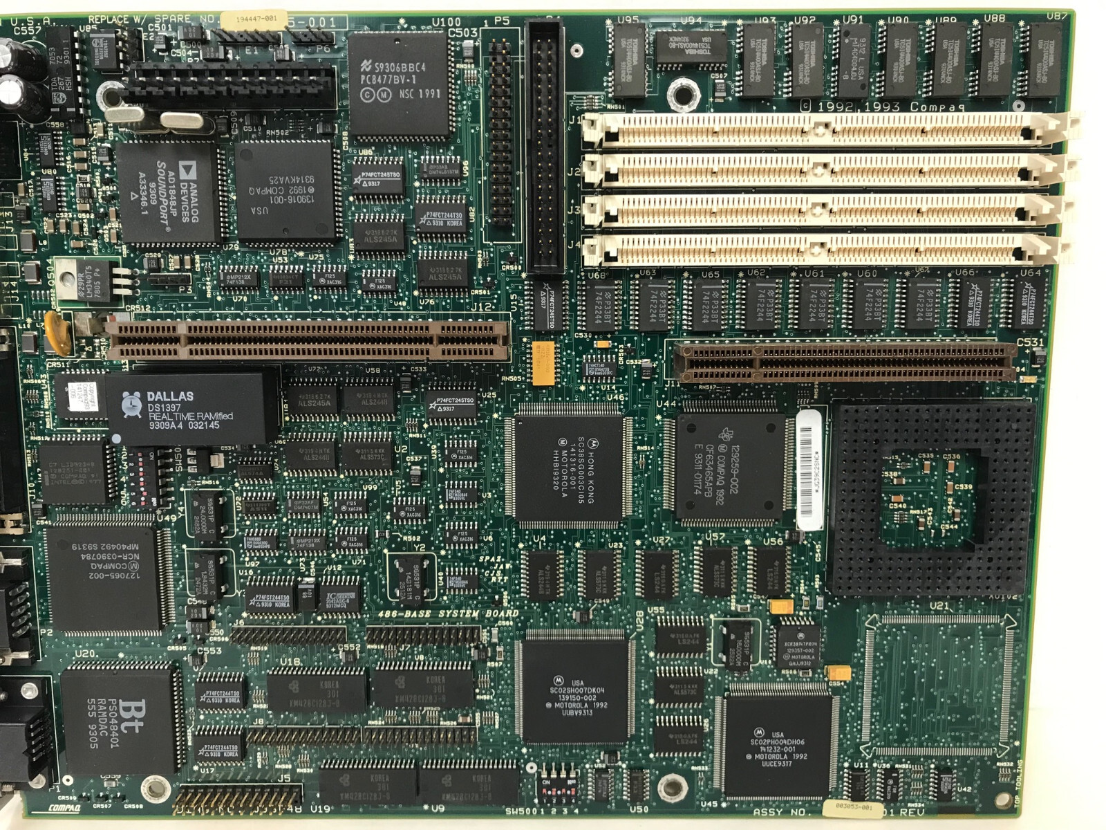 COMPAQ 194447-001 DESKPRO 486/66i SYSTEM BOARD ASSY 003053-001 DIAG ...