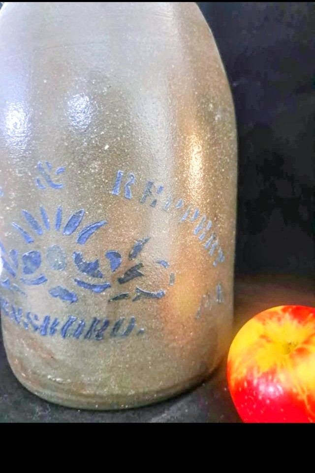 c1880 Williams & Reppert Greensboro Cobalt Blue Decorated Stoneware ...