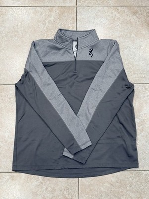 Browning Men's Gray XL Fleece Pullover Mock Neck 1/4 Zip Long Sleeve ...