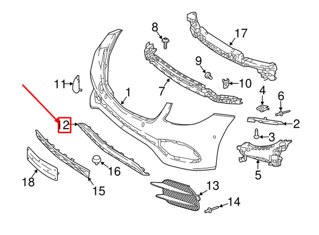 Mercedes-Benz E W213 Front Bumper Lower Molding A2138857800 Genuine for ...