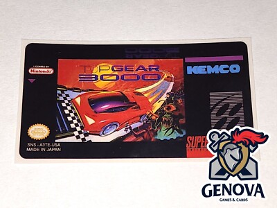 Top Gear 3000 Snes Replacement Game Label Sticker Precut | eBay