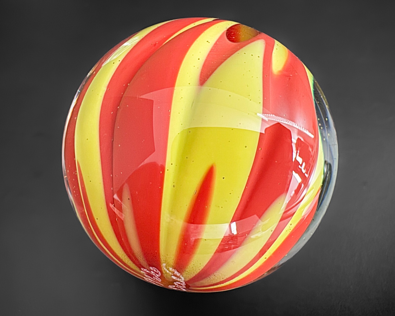 Mike Davis 1.5" Orange Yellow Swirl Flame Lampwork Handblown Art Glass ...