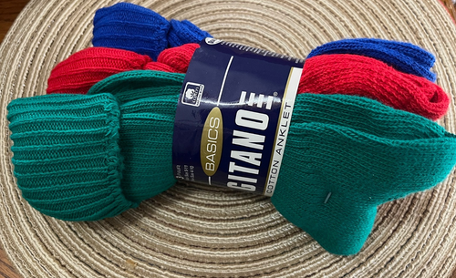 3 PR Vintage GITANO Socks Womens ASSORTED RETRO Ribbed Anklet Cuff Size ...