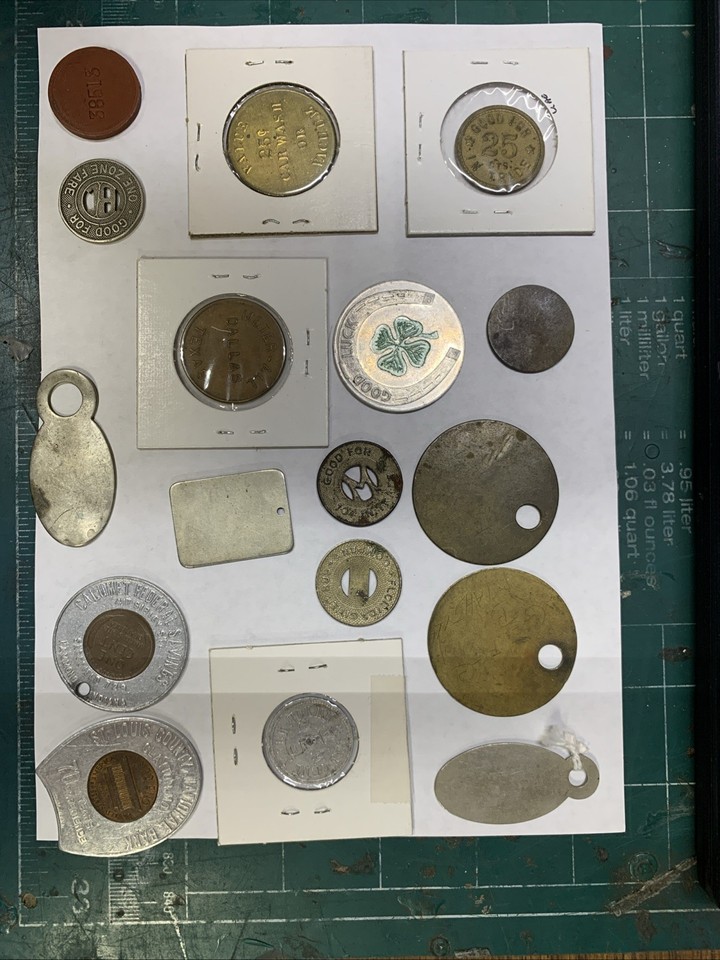 Rare Lot Of 17 Old Coin Tokens Badges Pins Brass Aluminum Steel | eBay