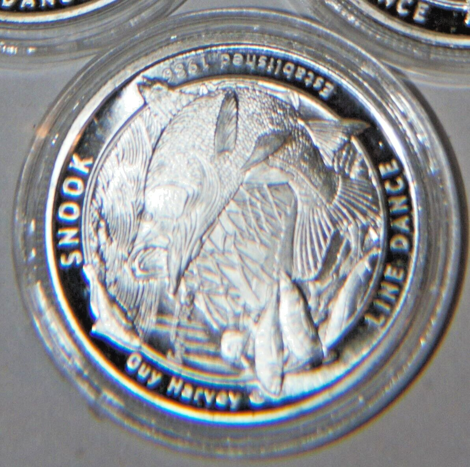 2018 Guy Harvey SNOOK LINE DANCE 1 oz .999 Fine Silver Art Bar Round ...