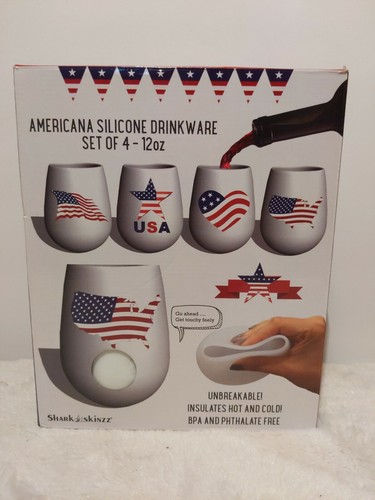 Shark Skinzz Americana Silicone Drinkware Set of 4 - 12 Oz. New In Box ...