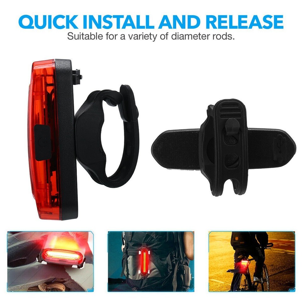 USB Rechargeable LED Bicycle Cycling Tail Light Bike Rear Warning Light ...