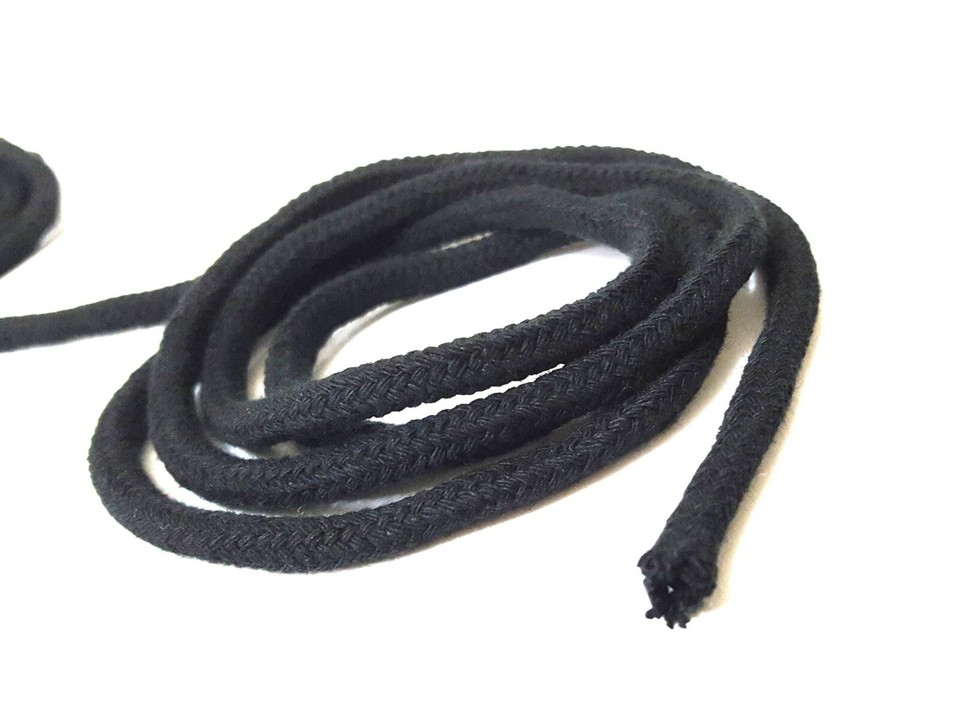 Approx 5-6mm wide 5- 20yds Black Cotton Cord string Drawstring Rope ...